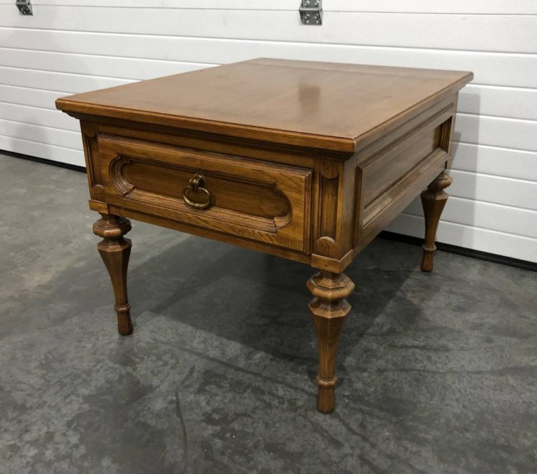 Brown Solid Wood Mid-Century End Table with Dovetailed Drawer ...